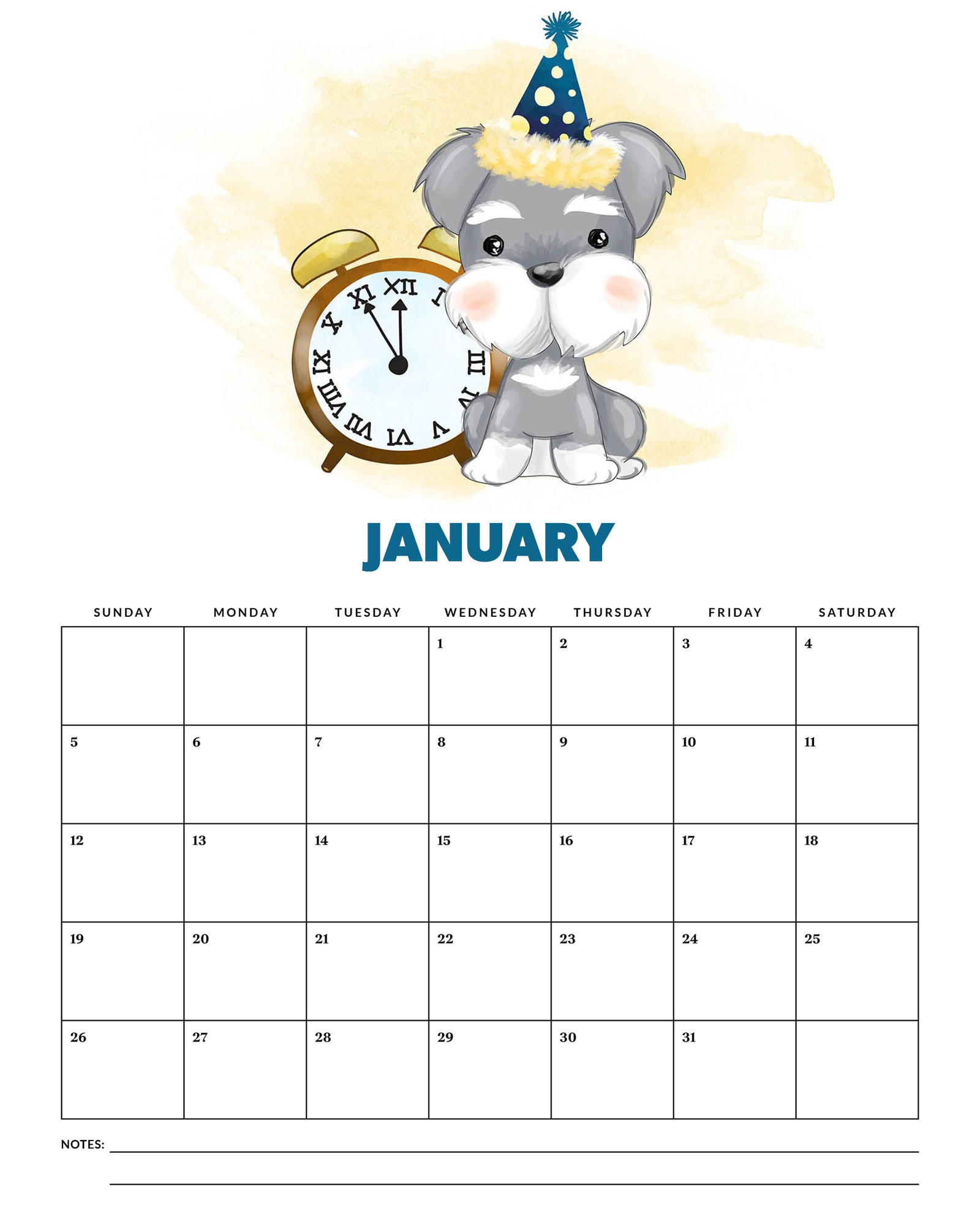 Free Printable 2025 Cute Dog Calendar - The Cottage Market