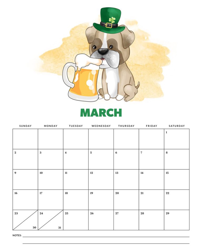Free Printable 2025 Cute Dog Calendar - The Cottage Market