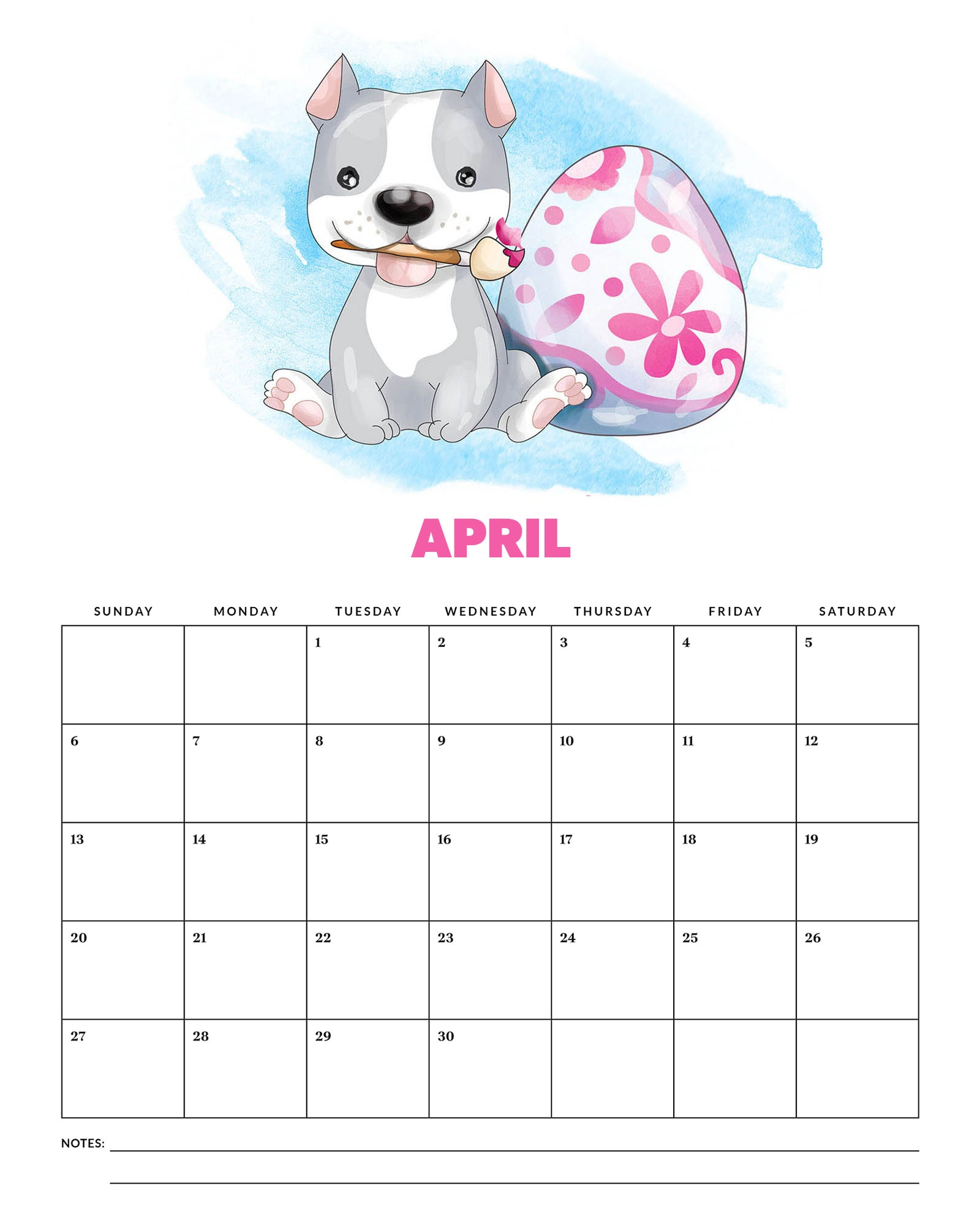 Free Printable 2025 Cute Dog Calendar - The Cottage Market