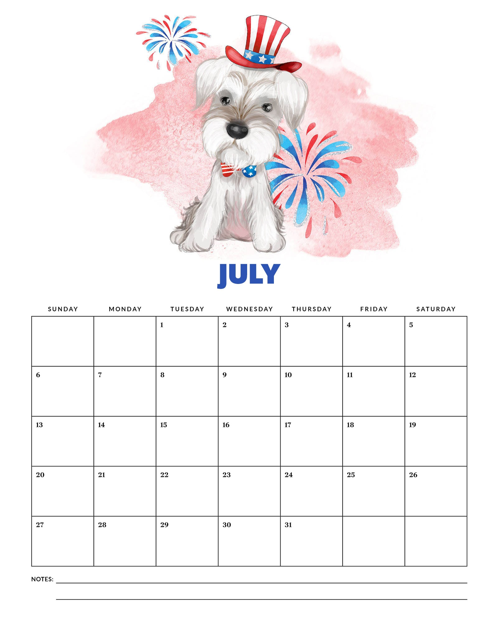 Free Printable 2025 Cute Dog Calendar - The Cottage Market